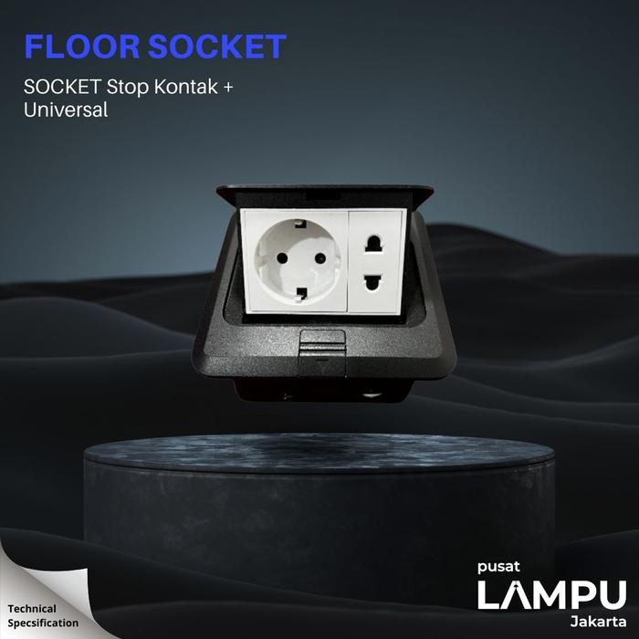Jual Stop Kontak Lantai FLOOR SOCKET Stop Kontak + Universal BLACK ...