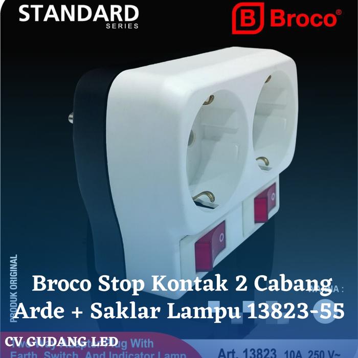 Jual Stop Kontak 2 Cabang Arde + Saklar Lampu 13823-55 BROCO - Kab ...