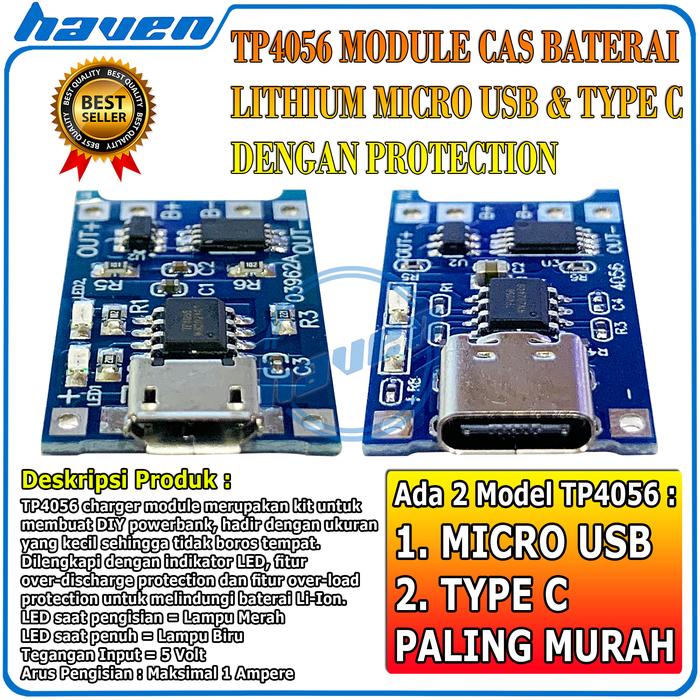 Promo TP4056 Type C To Lithium Battery Charging Module Output 5V 1A ...