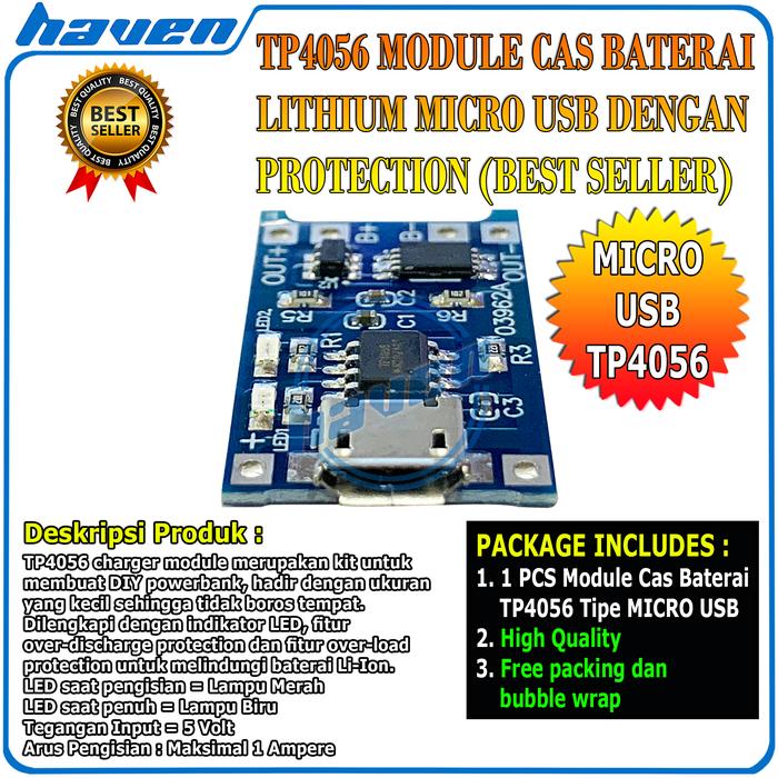 Promo TP4056 Micro USB To Lithium Battery Charging Module Output 5V 1A ...