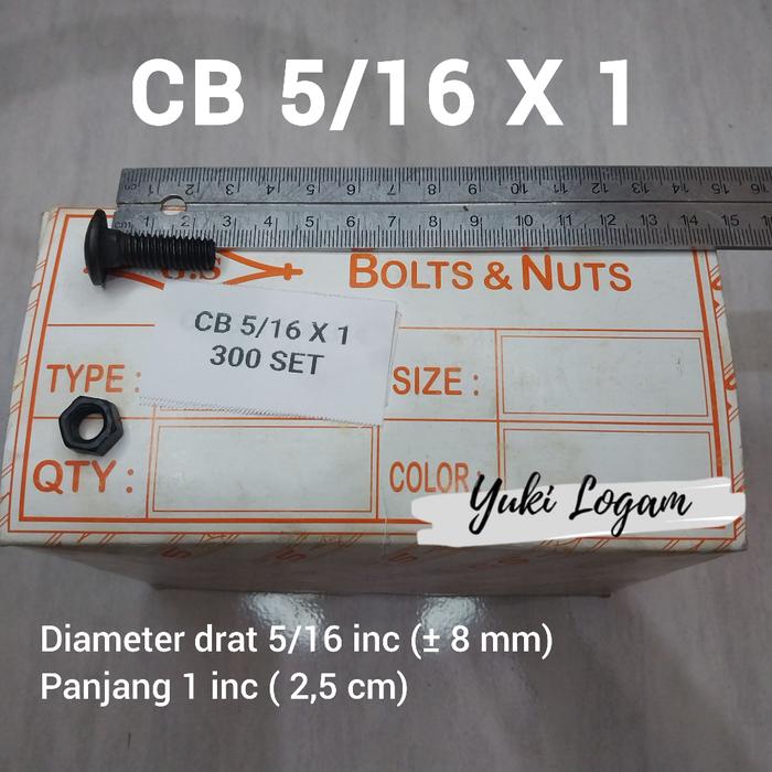 Jual 1 Dus Baut Mur CB 5/16 baut mur kunci 12 baut bak truk baut pagar baut payung baut carriage ...