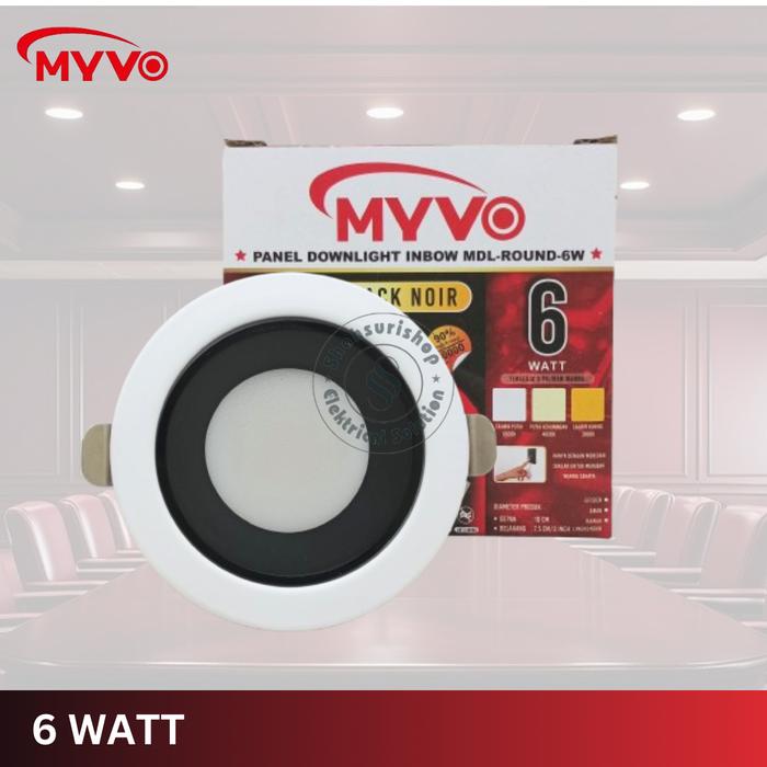 Jual MYVO LED DOWNLIGHT BLACK NOIR TRICOLOR LAMPU PANEL ROUND BULAT 6W ...
