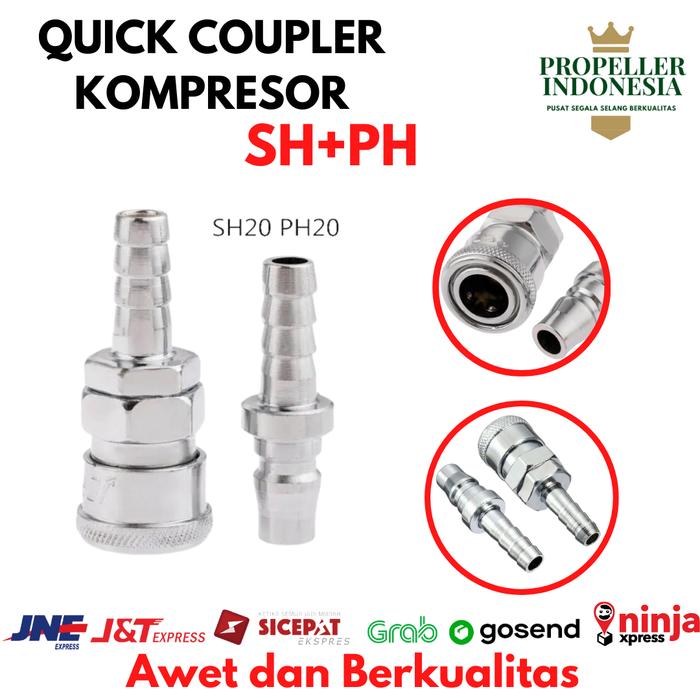 Jual Paket Quick Coupler Connector Angin Neple Kompresor Universal Drat ...