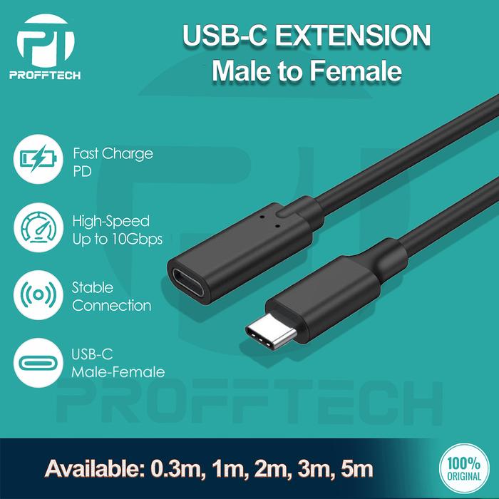 Jual Kabel Extension USB Type-C 3.1 Male to Female 30cm, 1m, 2m, 3m, 5m ...