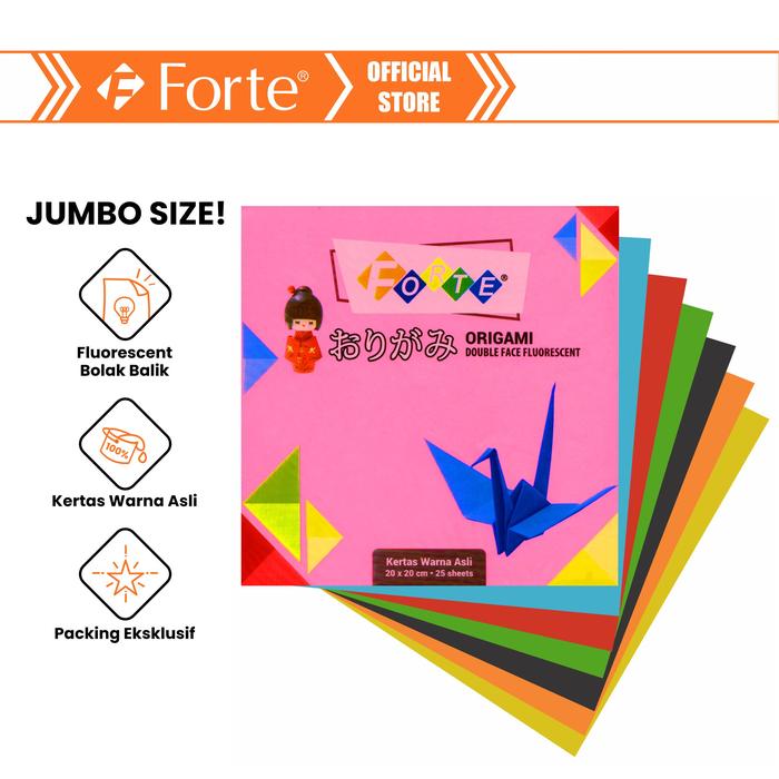 Jual [Forte] Origami Kertas Lipat Warna 2 sisi 20 x 20 cm - 25 lembar ...
