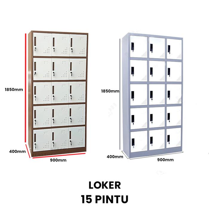 Jual Loker Besi - Lemari Locker Besi - 15Pintu 3Baris, Coklat, Kargo ...