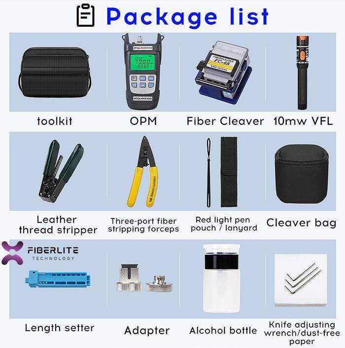 Jual FTTH Tool Kit Set Fiber Optic FO LENGKAP OPM VFL 10mW Cleaver FC ...