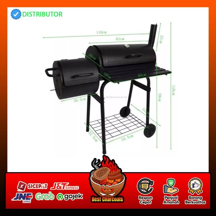 Jual Smoker Grill BBQ Portable Alat Panggang Sei Daging Barbeque Hitam ...