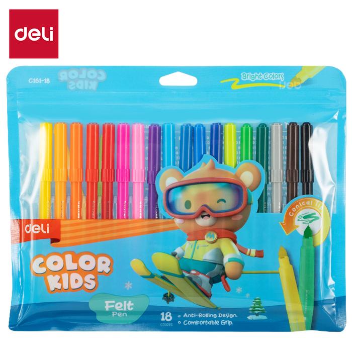 Jual Deli Spidol Warna / Felt Pen 24 warna EC161 - 18 warna - Kab ...