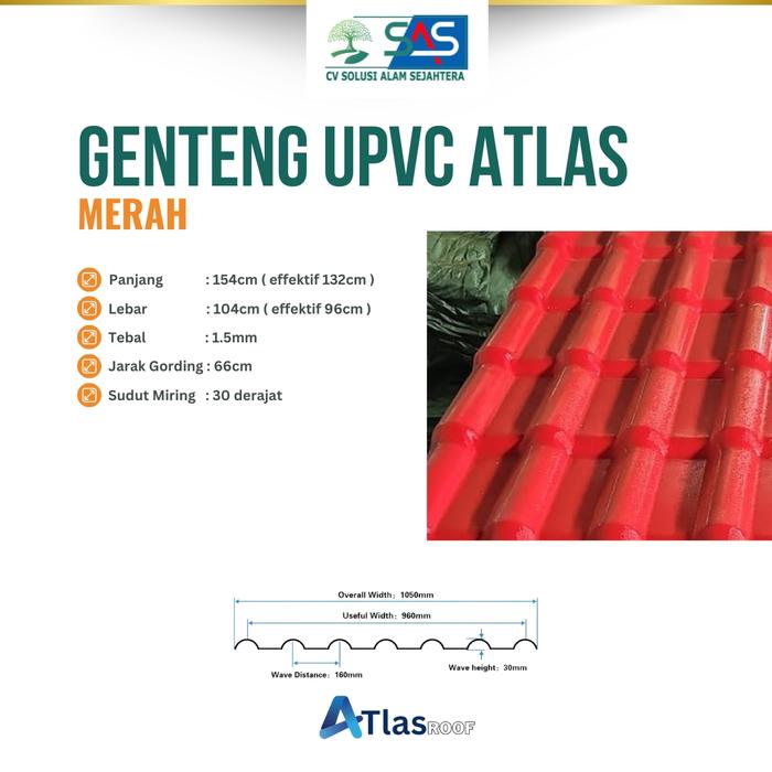 Jual Genteng UPVC Merk Atlas Roof - Merah - Kota Depok - solusialamsejahtera | Tokopedia