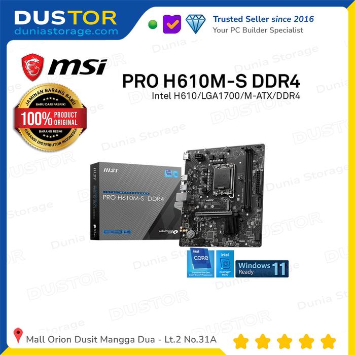 Promo MSI PRO H610M-S DDR4 Intel H610 LGA 1700 Micro ATX Motherboard ...