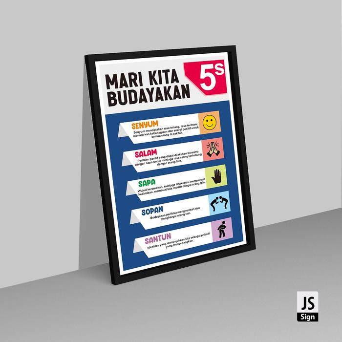 Jual POSTER SAFETY K3 - BUDAYAKAN 5S + FRAME - Kota Malang - JS Sign ...
