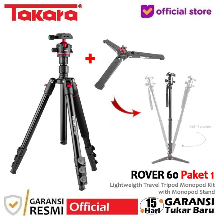 Promo Takara ROVER 60 Compact 2 in 1 Traveller Tripod Monopod Kit ...