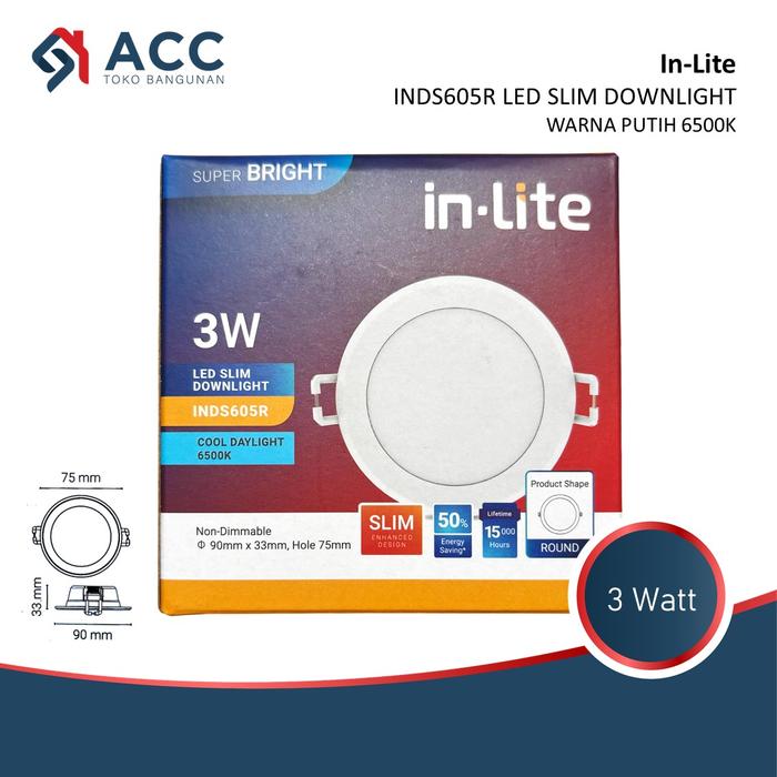 Jual INLITE INDS605R SLIM DOWNLIGHT 3W 5W 7W 9W 12W 18W 24W - 3 WATT ...