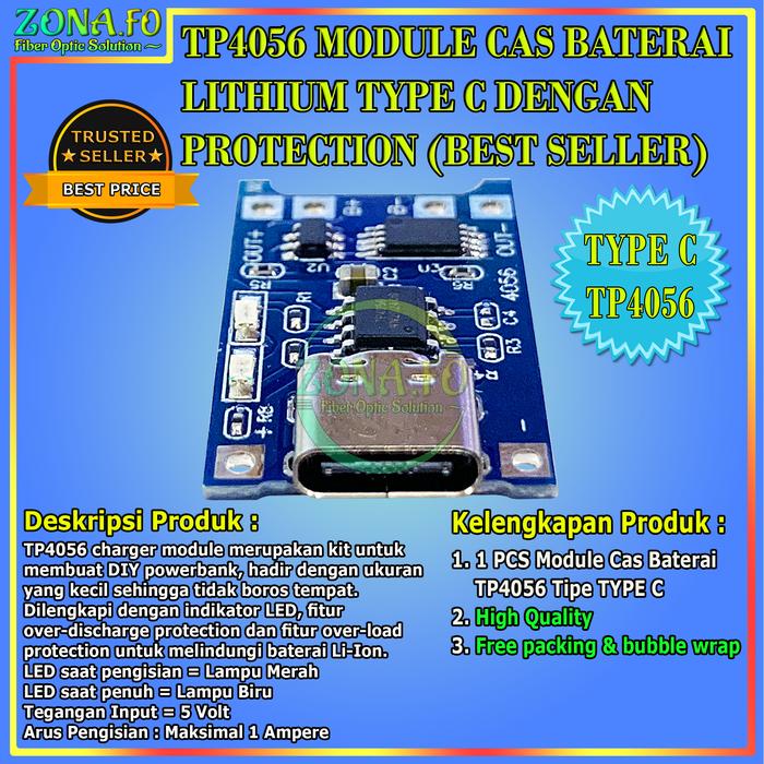 Promo TP4056 Type C To Lithium Battery Charging Module Output 5V 1A ...