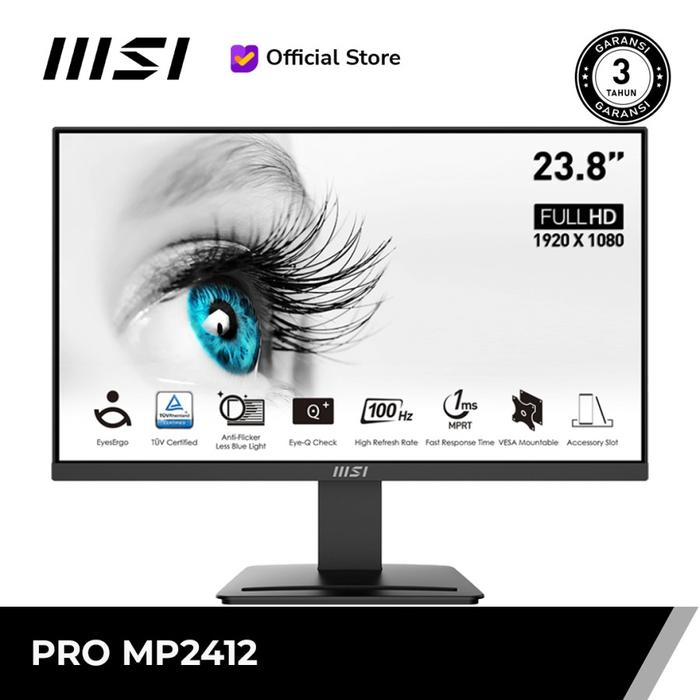 Promo MSI PRO MP2412 | Monitor 23.8" FHD 100Hz 1ms - MP2412 Black Cicil ...