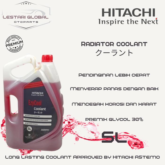 Jual Hitachi Coolant Radiator ukuran 5Liter Premix Glycol 30% - Merah ...