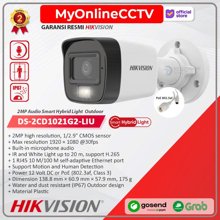 Promo DS-2CD1021G2-LIU Hikvision 2MP Smart Hybrid Audio IP Camera POE CCTV Outdoor kamera Cicil ...