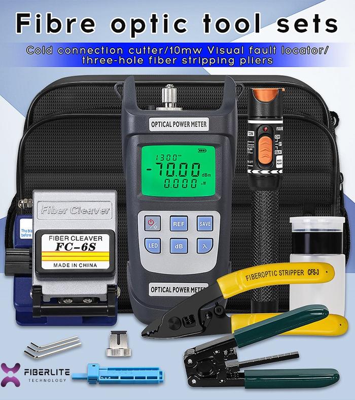 Promo Fiber Optic FTTH Tool Kit FC-6S Fiber Cleaver Optical Power Meter ...