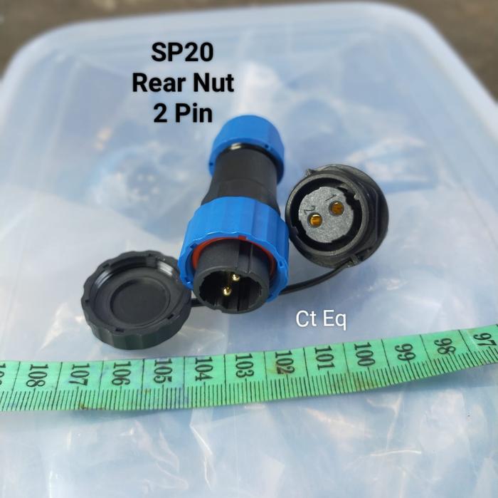 Jual SP20 Rear Nut 2 Pin Plug n Socket IP68 Panel Mount konektor Steker ...