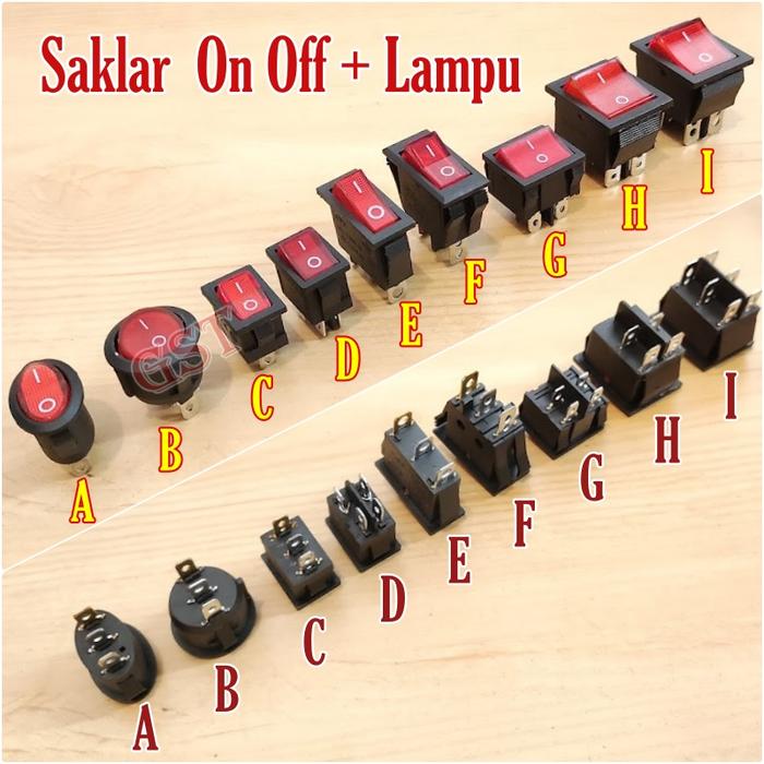 Jual Saklar On Off merah Rocker Switch indikator lampu kecil besar 3 ...