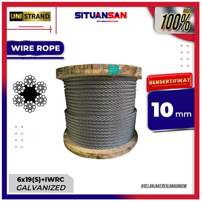 Promo Wire Rope Kawat Seling dia.10 mm 6x19 IWRC Full Baja GALV ...