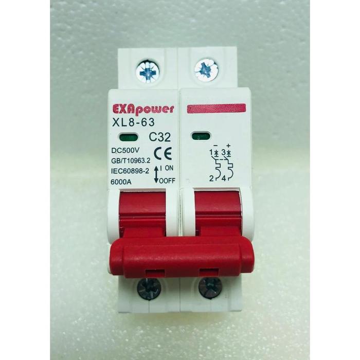 Jual MCB DC 2P 10A 16A 20A 32A 40A 50A 63A 500V Circuit Breaker DC PV ...