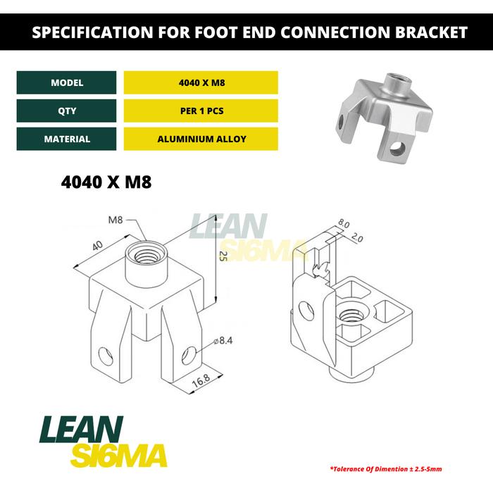 Jual Foot End Connection Bracket for Aluminium Profile 3030 4040 Fixed ...