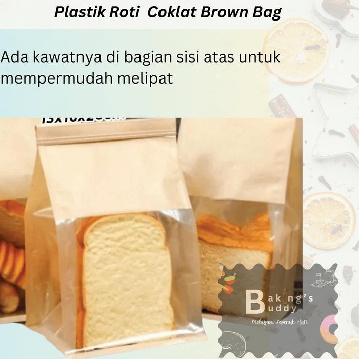 Jual Brown Bread Bag Patisserie Bag Tas Roti - 25 pcs, 10x13x28 cm ...
