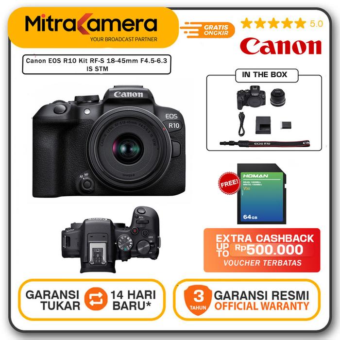 Promo Canon EOS R10 Kit RF-S 18-45mm F4.5-6.3 IS STM Cicil 0% 3x ...