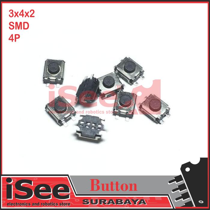 Jual Tactile Push Button 3X4X2mm SMD SMT 4P Micro Switch Momentary 4 ...