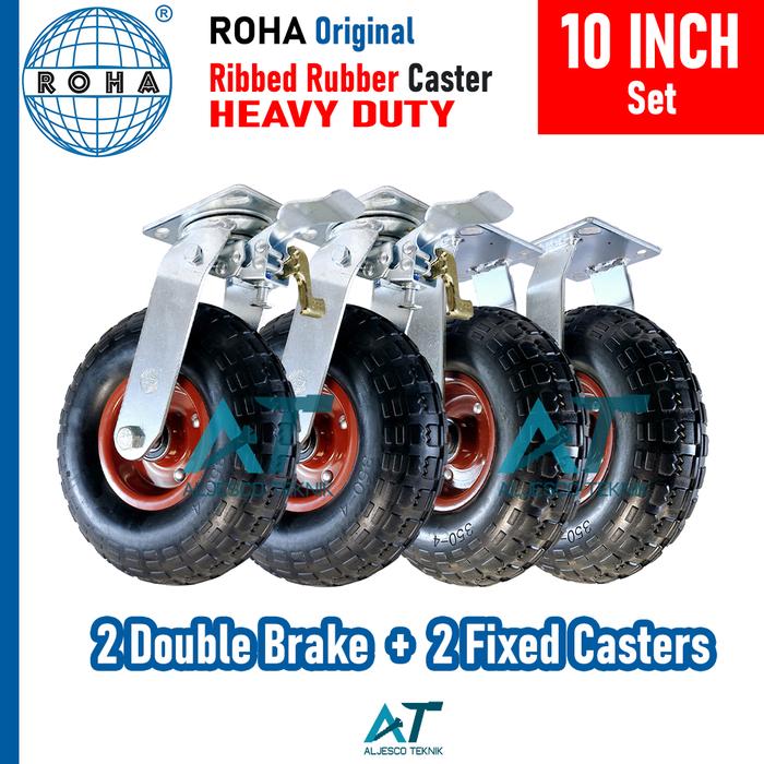 Jual RODA HEAVY DUTY 10 INCH REM KARET KEMBANG TROLI - GEROBAK - 2 Rem ...