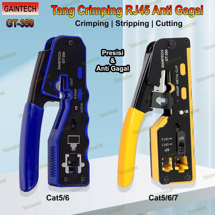 Jual Crimping tool RJ45 Tang Krimping RJ45 Cat 5/6/7 Anti gagal GT-350 ...