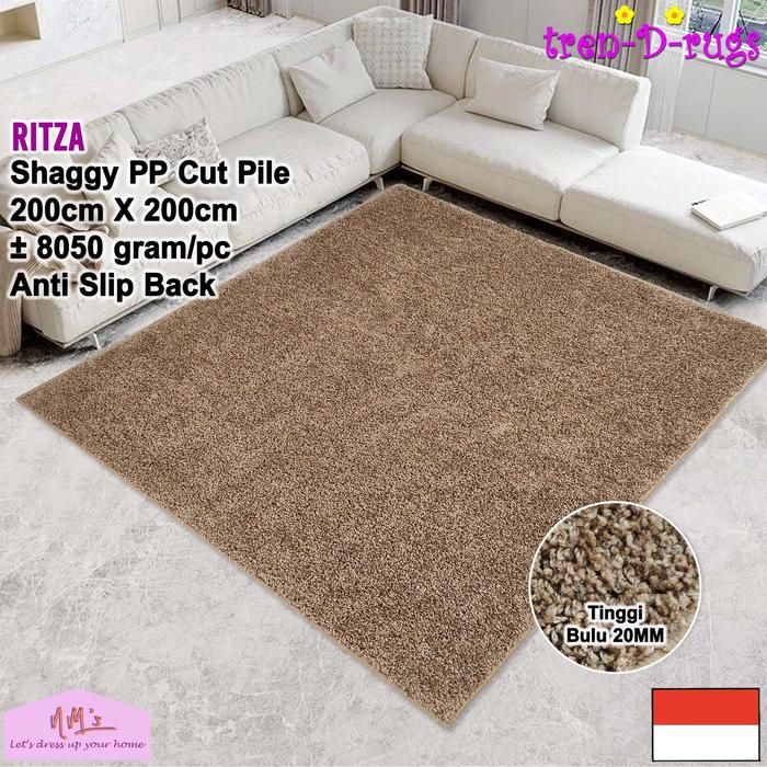 Promo Tren-D-rugs karpet shaggy 200x200 anti slip polos kotak persegi ...