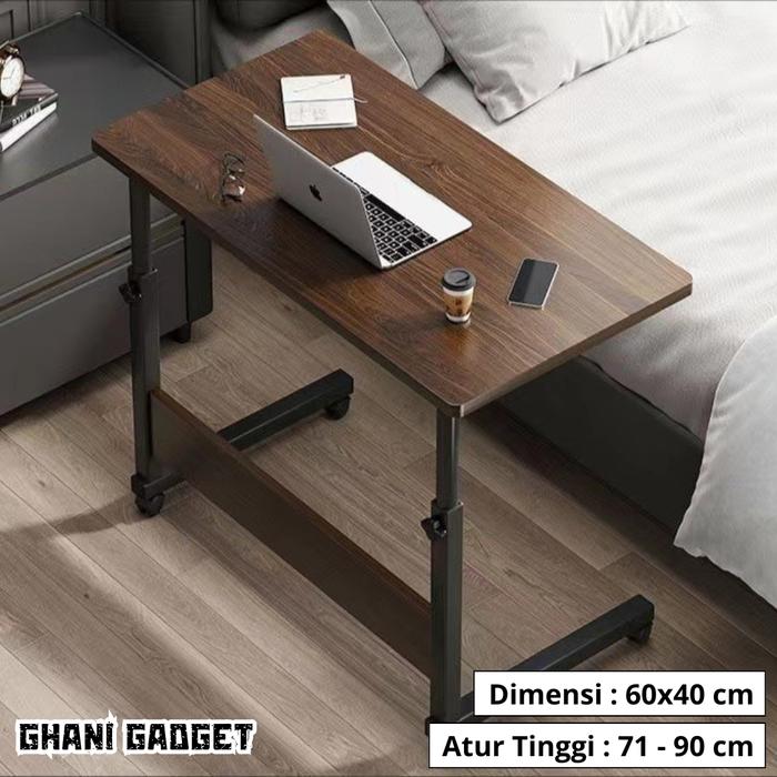 Jual Meja Laptop Kayu Belajar Portable + Roda Table Adjustable Satu ...