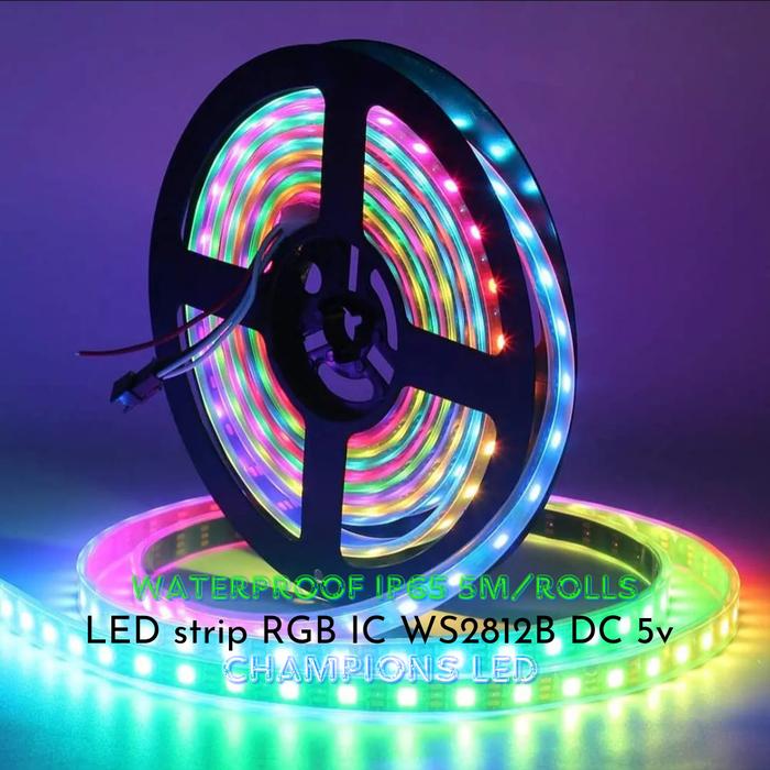 Jual LED Strip RGB IC WS2812B DC 5v 60 LED/m IP65 Waterproof Champions ...
