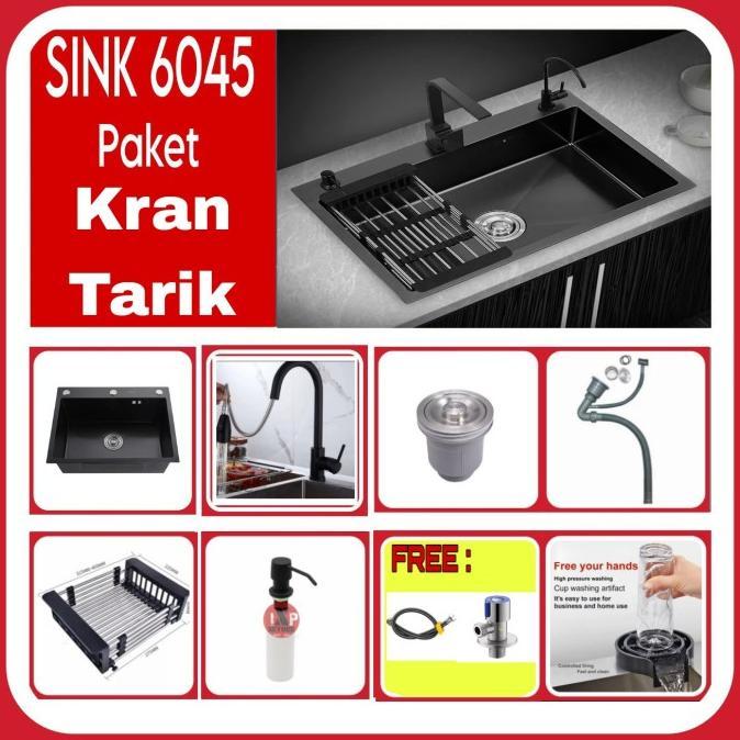 Jual Kitchen Sink JKM 6045 Black/Hitam Stainless Original Paket Lengkap ...
