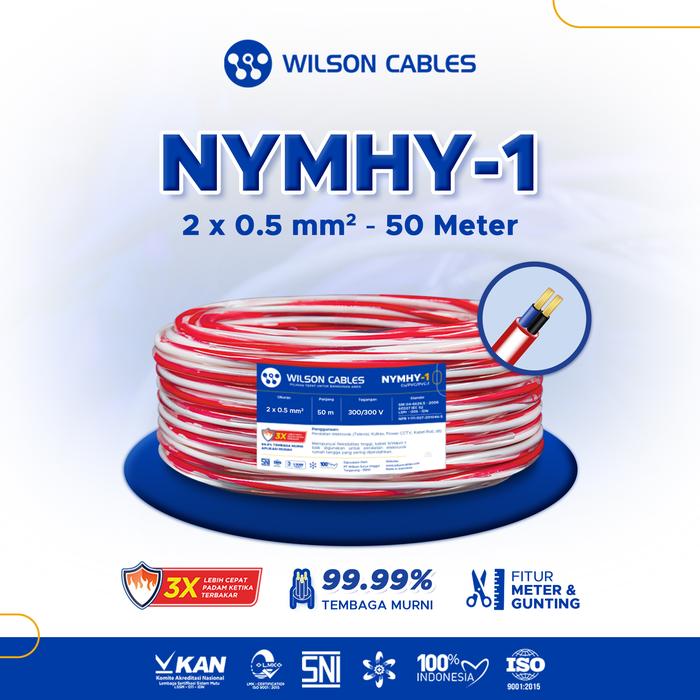 Jual NYMHY-1 2x0.5 mm2 50 Meter - Kabel Tembaga Serabut Wilson Cables ...