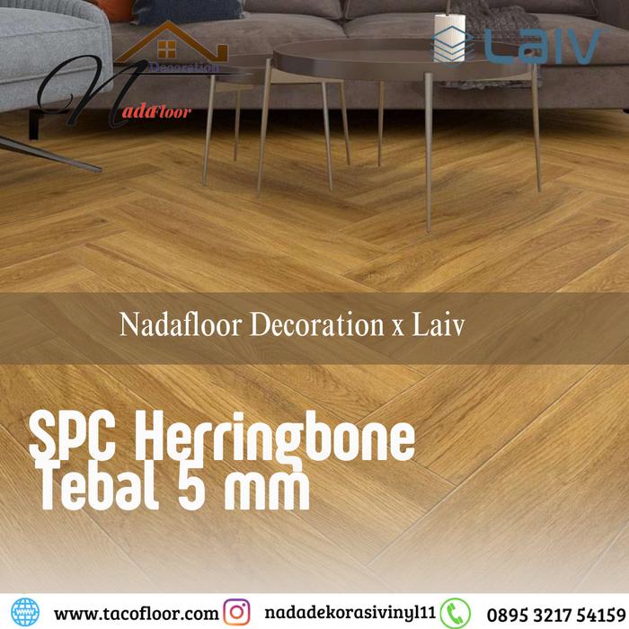 Jual lantai spc klik motif kayu herringbone laiv tebal 5 mm | spc ...