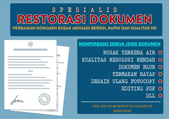 Jual RESTORASI DOKUMEN / PDF/ PERBAIKAN BERKAS / DESAIN ULANG DOKUMEN ...