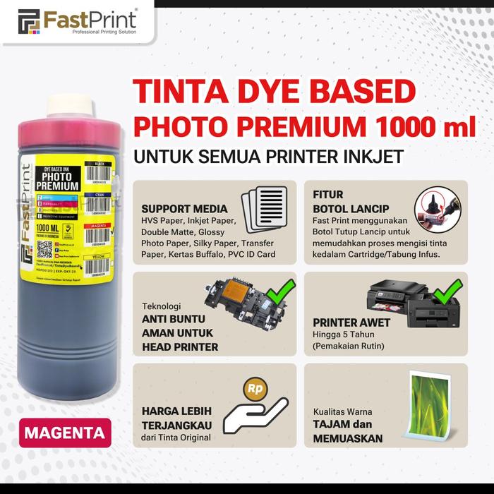 Jual Fast Print Tinta Dye Based Photo Premium 1000ML - Magenta - Kota ...