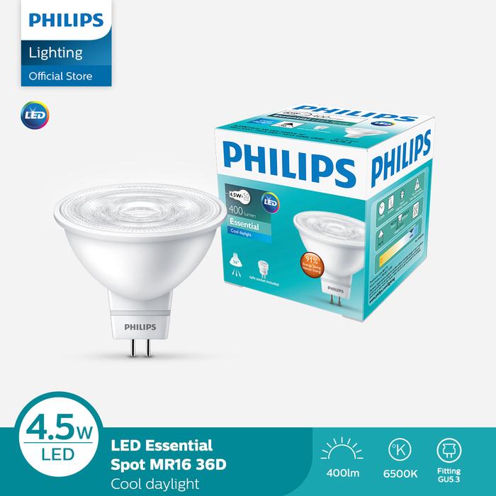 Promo Philips Lampu Spotlight Essential LED MR16 GU 5.3 4.5W 36D Putih ...