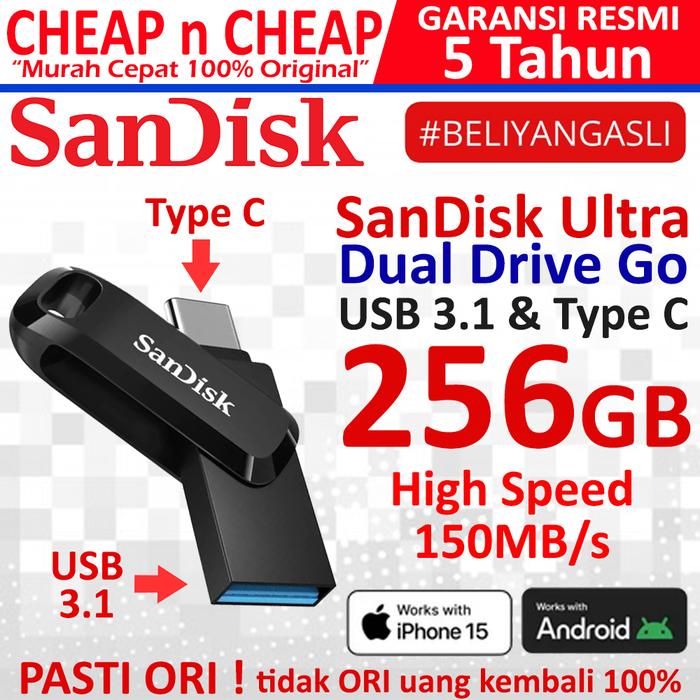 Jual OTG SanDisk Ultra Dual Drive Go USB Type C 256GB ORIGINAL ...