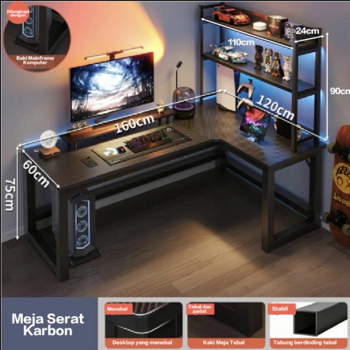 Jual Meja L /Meja Komputer / Meja Gaming/ Meja Kerja / L Shaped Meja ...