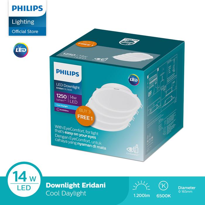 Jual [PROMO] Lampu Philips Downlight Multipack Eridani LED11 D150 14W ...