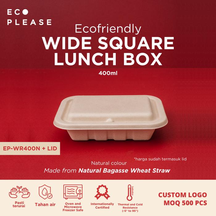 Jual Ecofriendly 400ml Bagasse Oven Safe Food/Cake Box Packaging ...