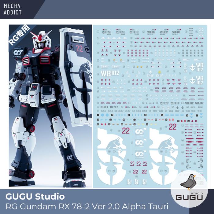 Promo Water Slide Decal RG Gundam RX 78-2 Ver 2.0 Alpha Tauri by GUGU ...