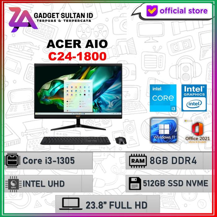 Promo Acer Aspire AIO C24-1800 | Core i3-1305U | 8GB/512GB | Windows 11 ...