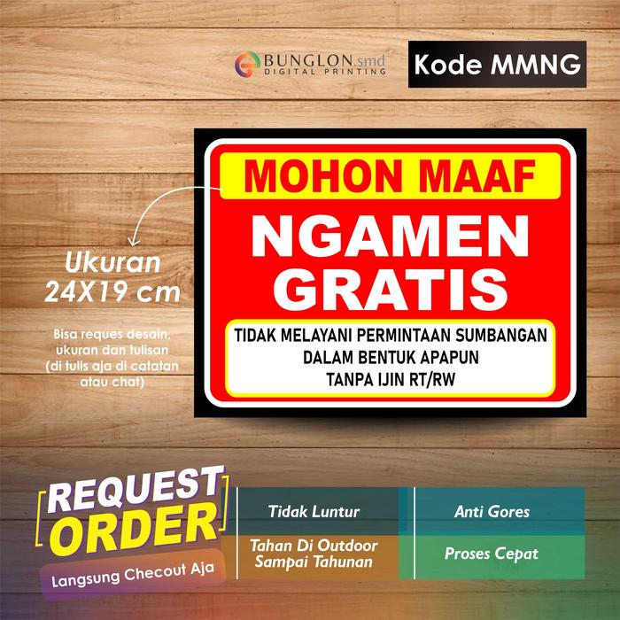 Jual STIKER MOHON MAAF NGAMEN GRATIS +LAMINASI KODE MMNG MERAH - 12x9 ...