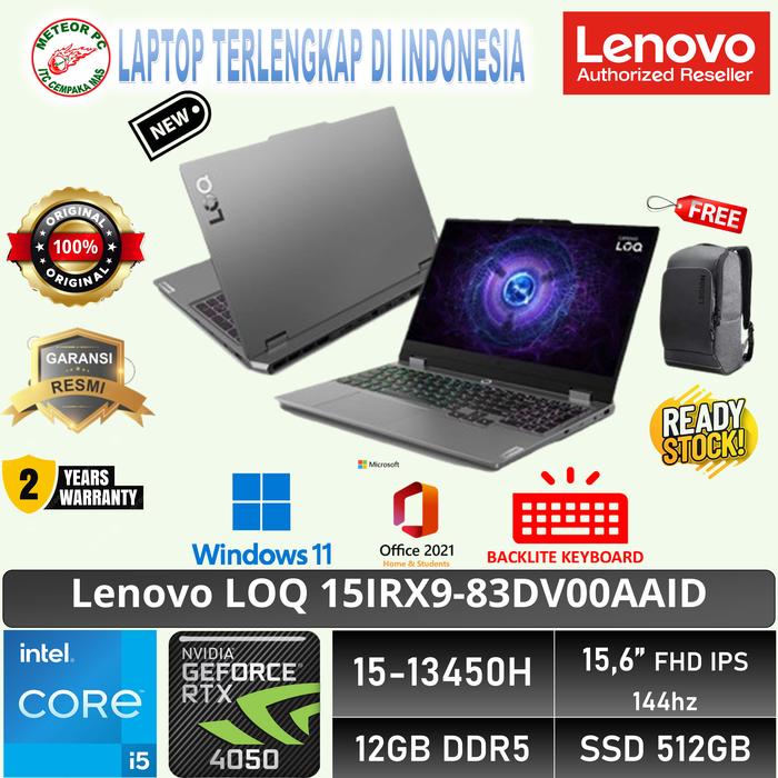 Jual Lenovo LOQ 15IRX9-AAID /Core i5-13450HX/12GB/512GB SSD/RTX4050 6GB/15.6″ FHD 144Hz/Win 11 ...